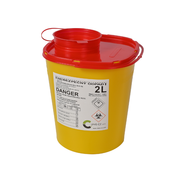 Disposable container for needles and sharps, volume 2.0 l – Clinis CZ
